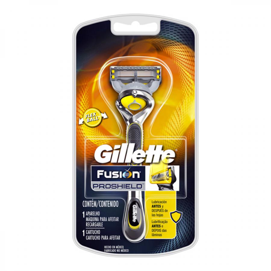 APARELHO GILLETTE FUSION PROSHIELD YELLOW - Preço Popular