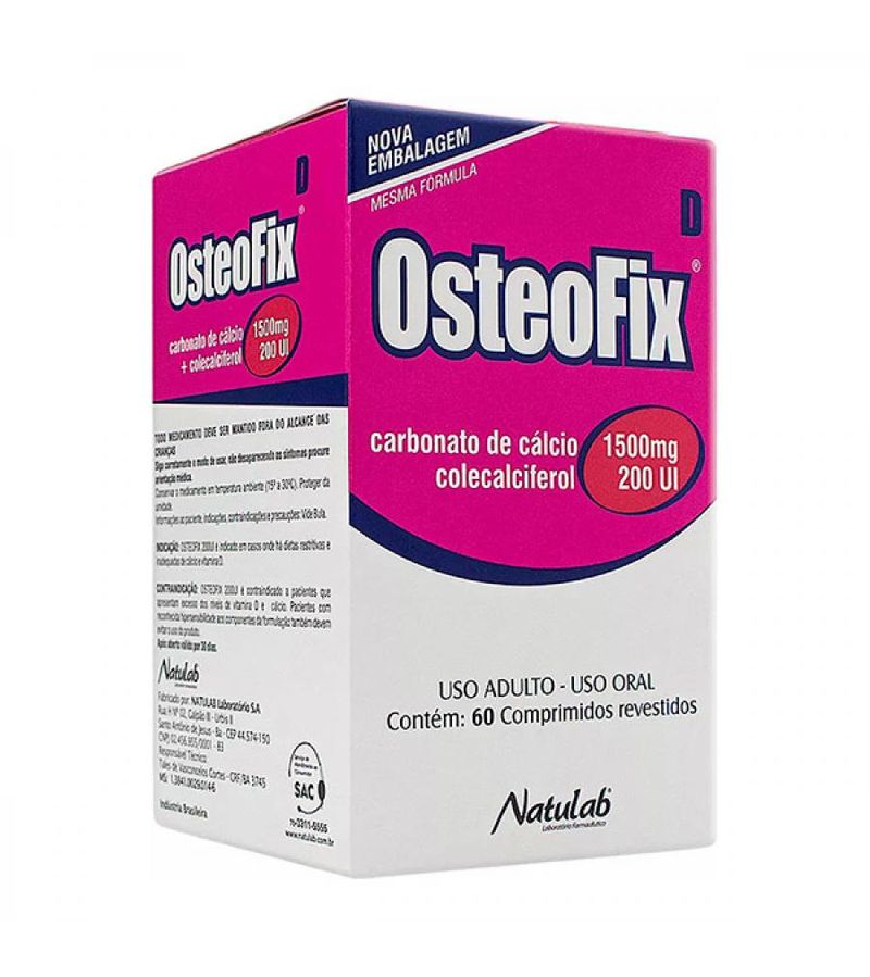 Osteofix 600+d 200ui 1500mg Com 60 Comprimidos - Preço Popular