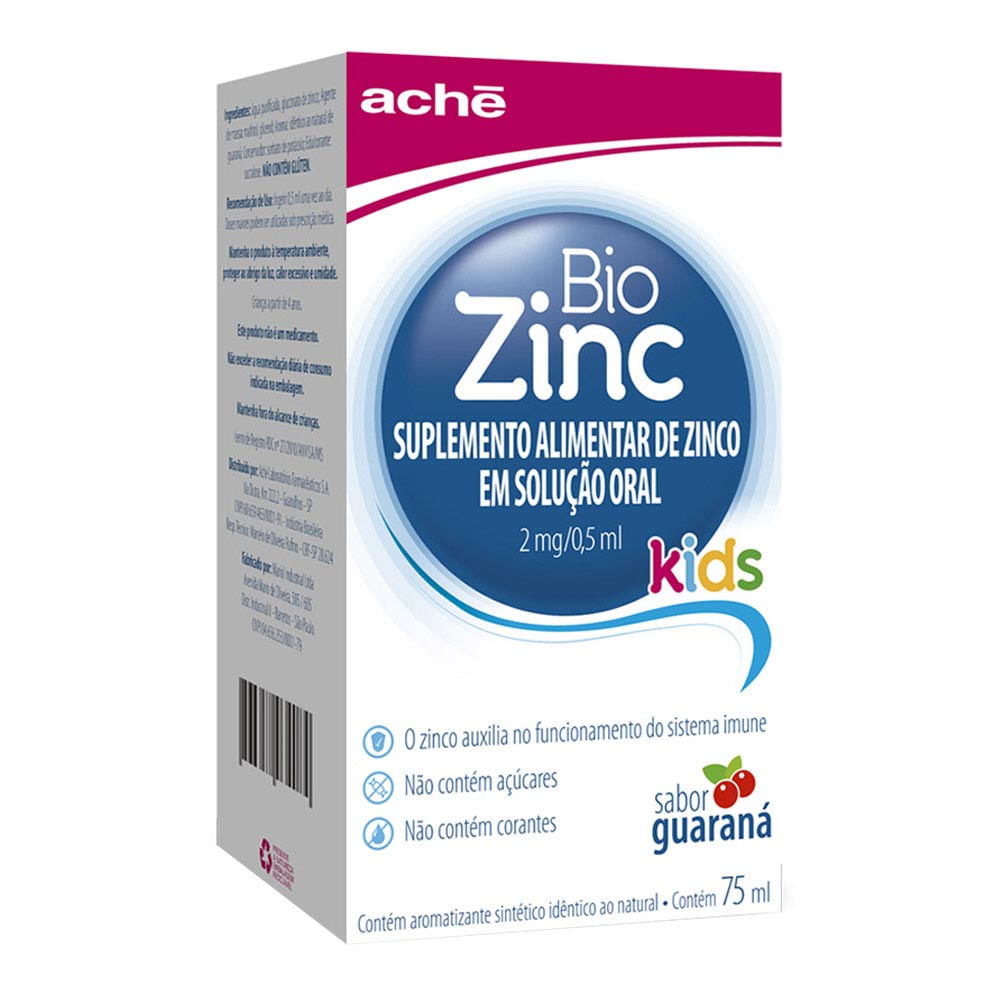 BIOZINC ZINCO SUPLEMENTO ALIMENTAR INFANTIL 2MG/0,5ML 75ML - Preço Popular