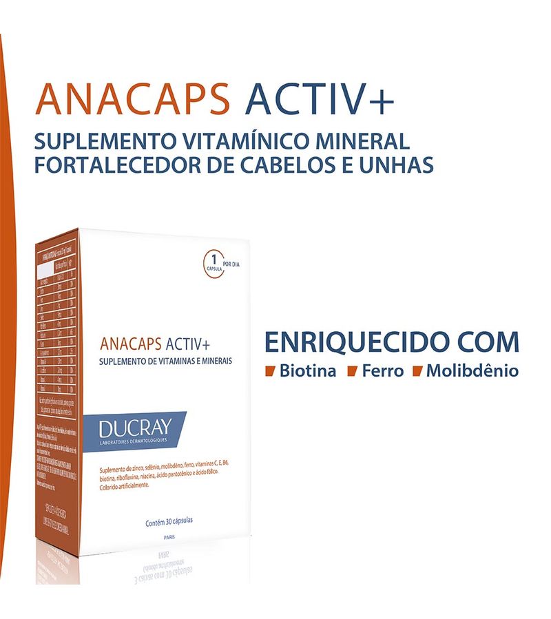 Anacaps Activ+ Ducray Com 30 Capsulas - Preço Popular