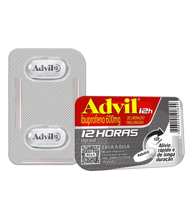 Advil 12h Analgesico Com Ibuprofeno 600mg Alivio Da Dor Muscular 2 ...