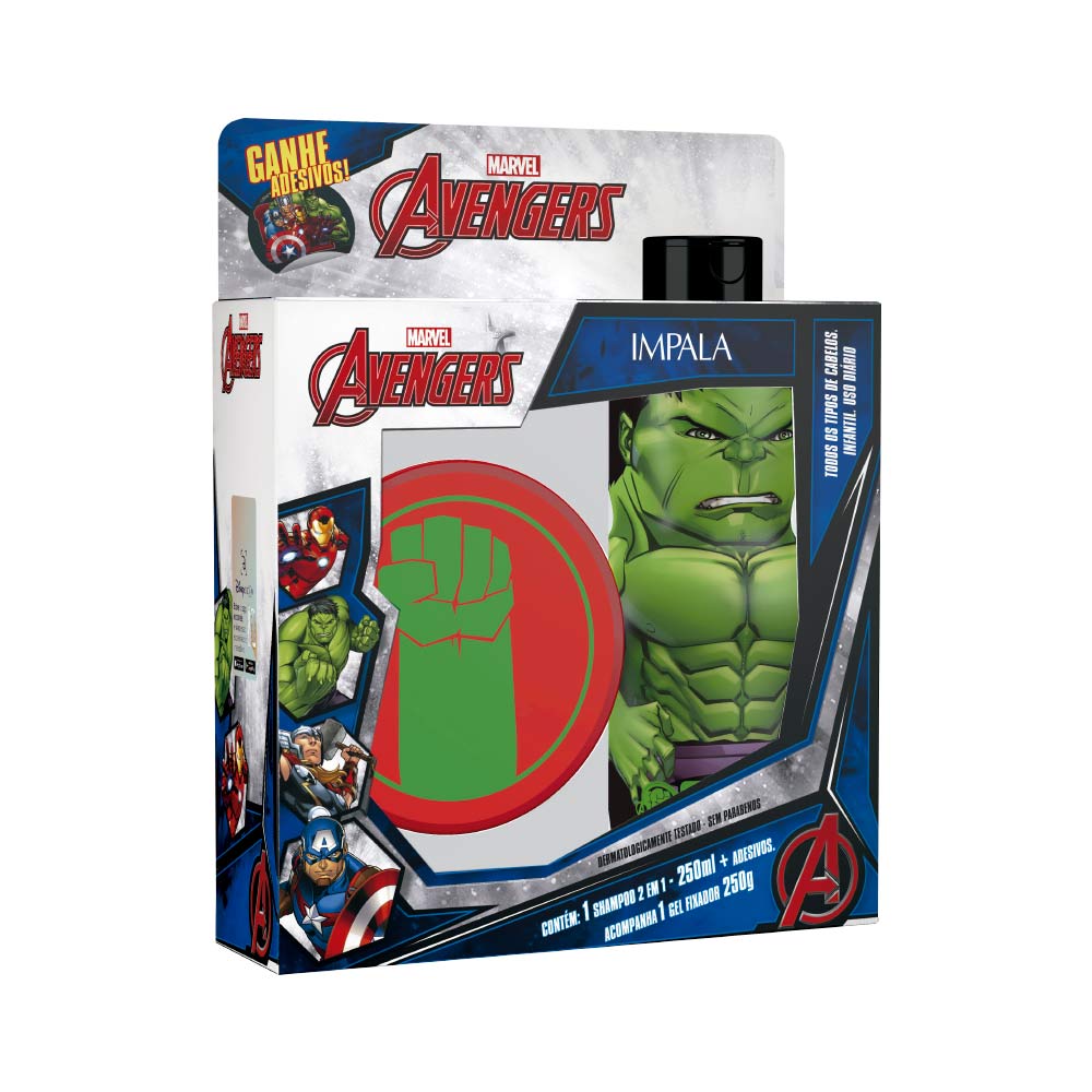 SHAMPOO+GEL FIXADOR 250ML+250GR+ADESIVO HULK - Preço Popular