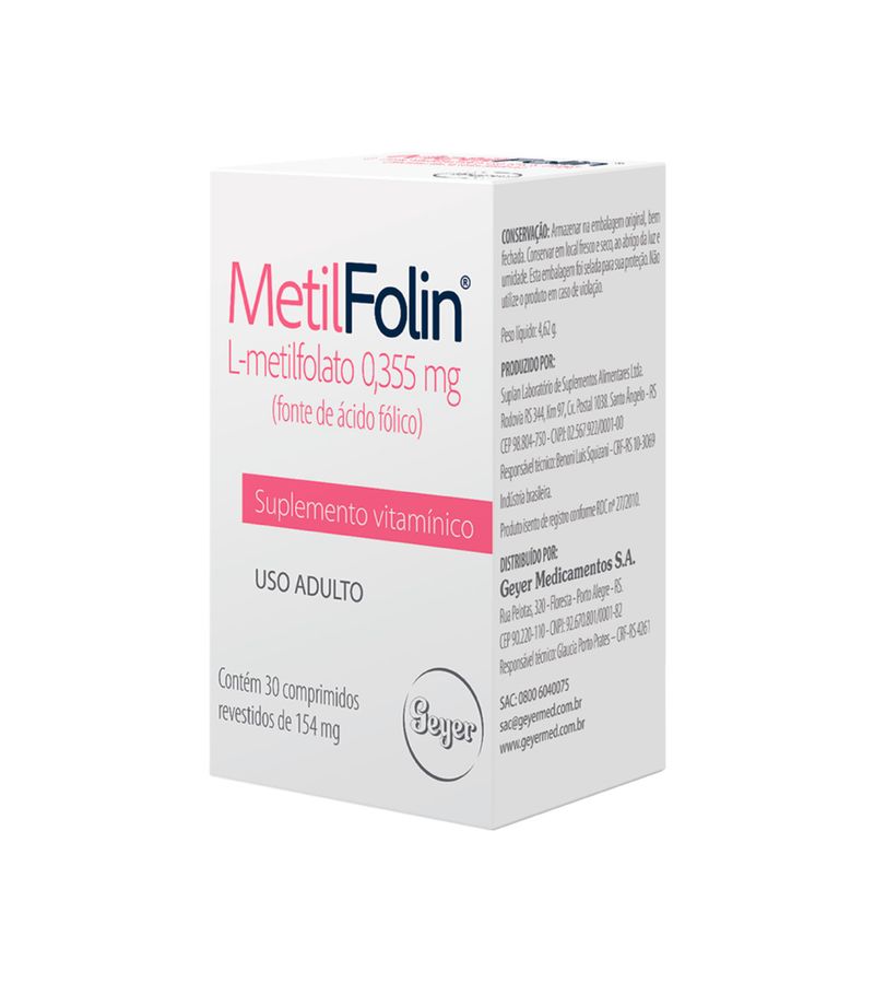 Metilfolin Com 30 Comprimidos - Preço Popular
