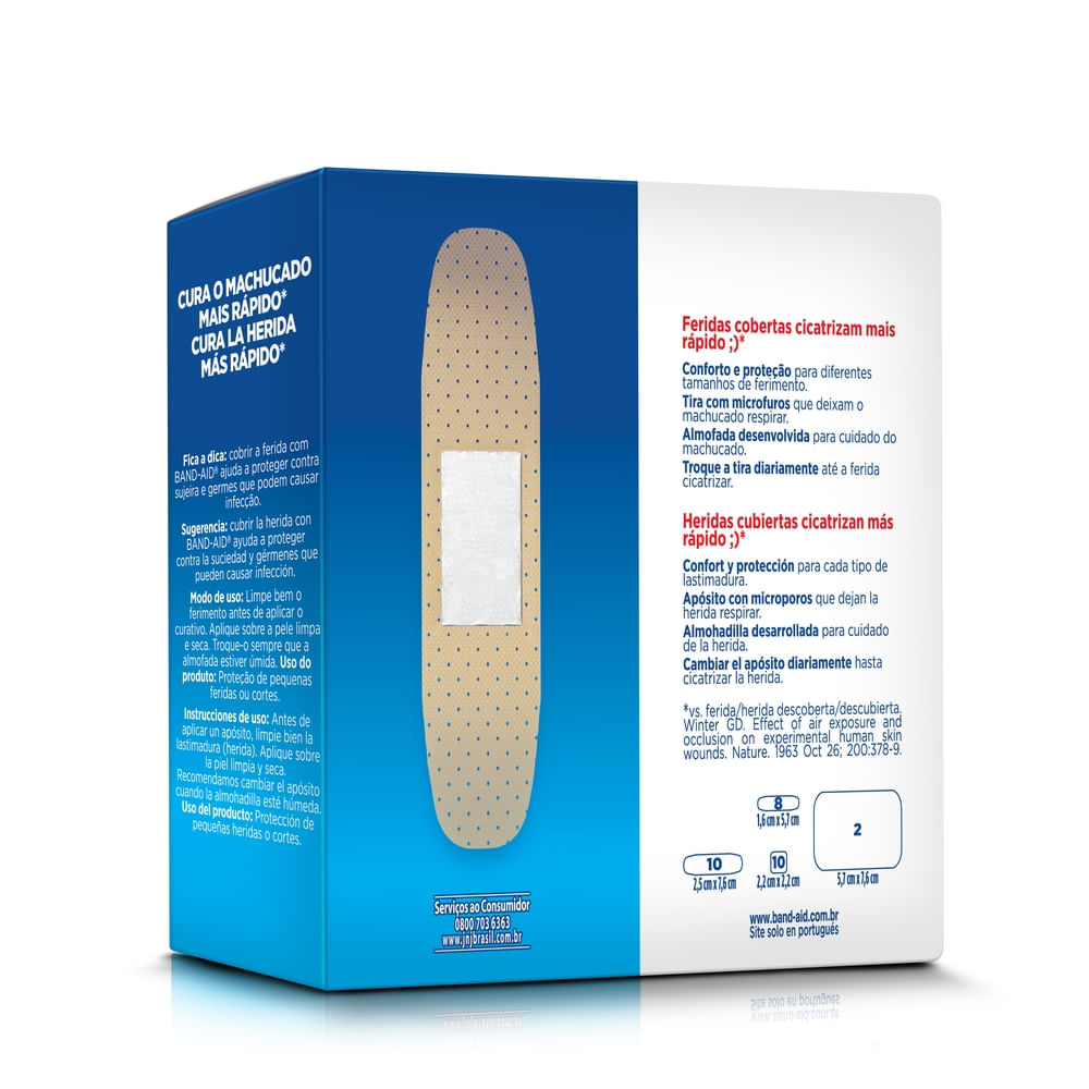 CURATIVO BAND-AID COM 30 ADESIVOS TRANSPARENTES SORTIDOS - Preço Popular