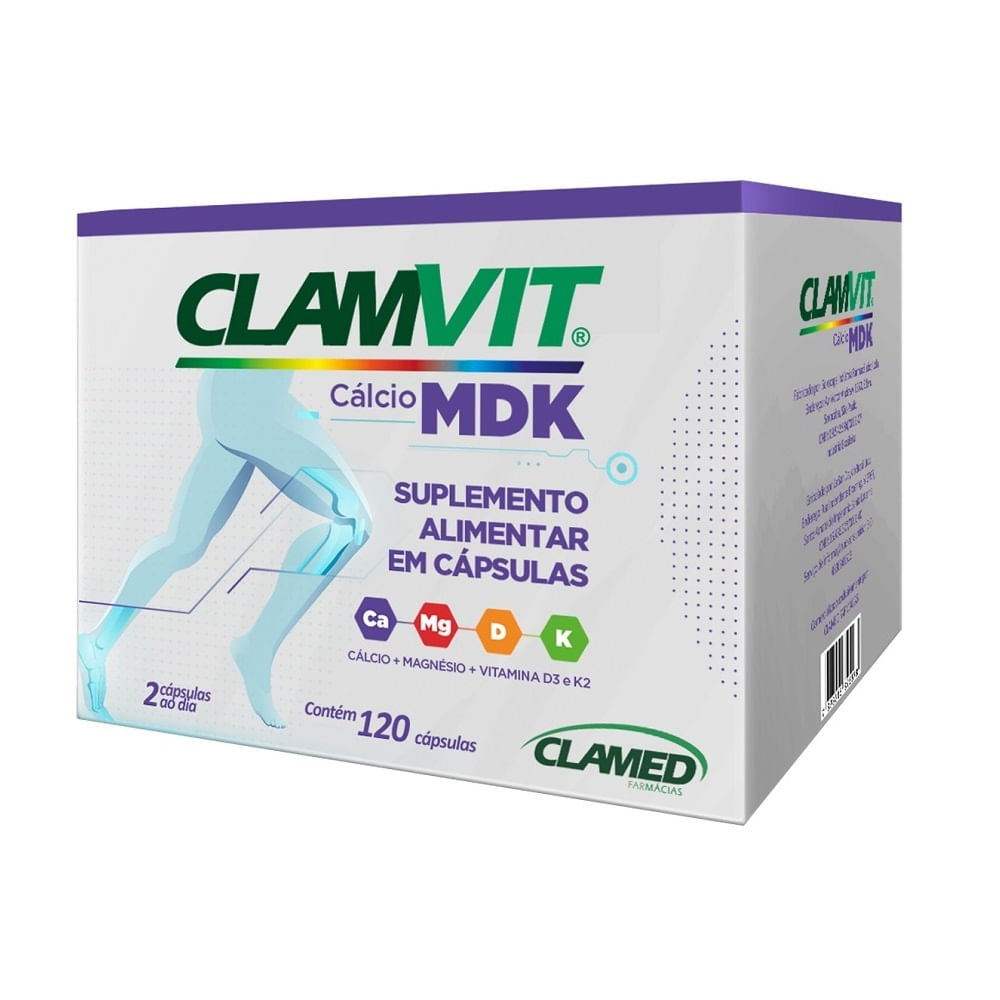 SUPLEMENTO ALIMENTAR CLAMVIT CALCIO MDK 120 CAPSULAS - Preço Popular