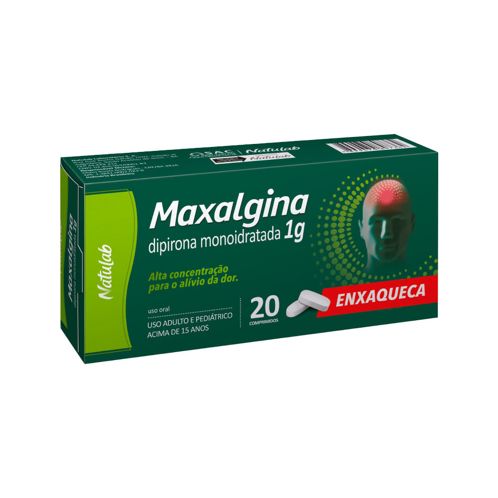 MAXALGINA COM 20 COMPRIMIDOS 1000MG - Preço Popular