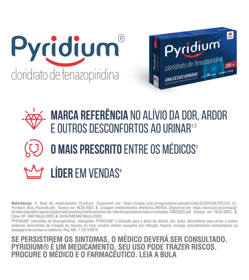 Pyridium 200mg Com 18 Drageas - Preço Popular