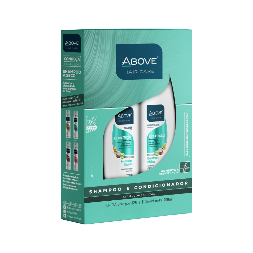SHAMPOO+CONDICIONADOR ABOVE HAIR CARE 325ML+200ML RECONSTRUCAO - Preço ...