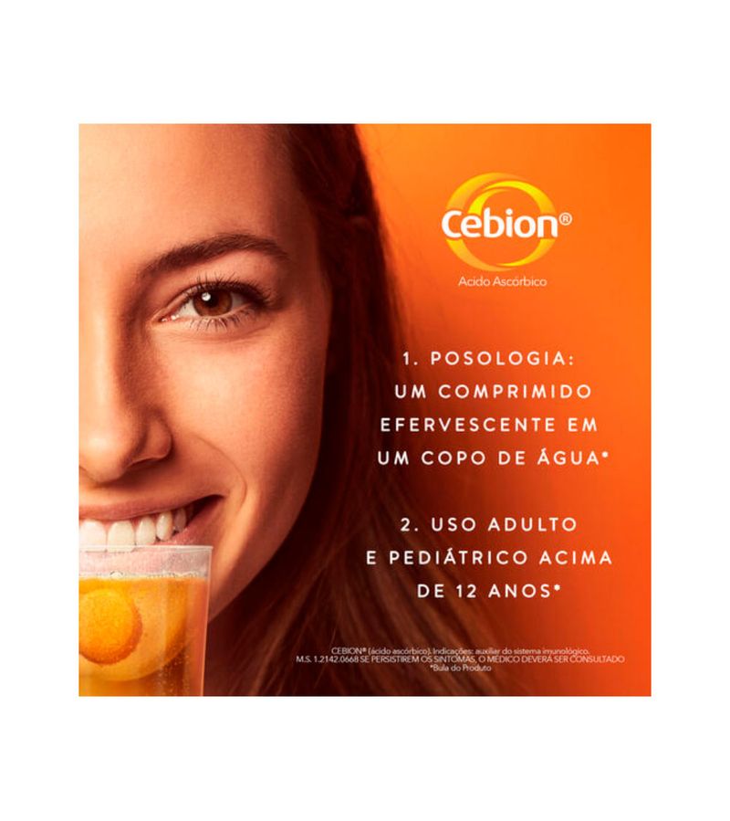 Cebion 1g Vitamina C Imunidade Sabor Laranja Com 10 Comprimidos - Preço ...