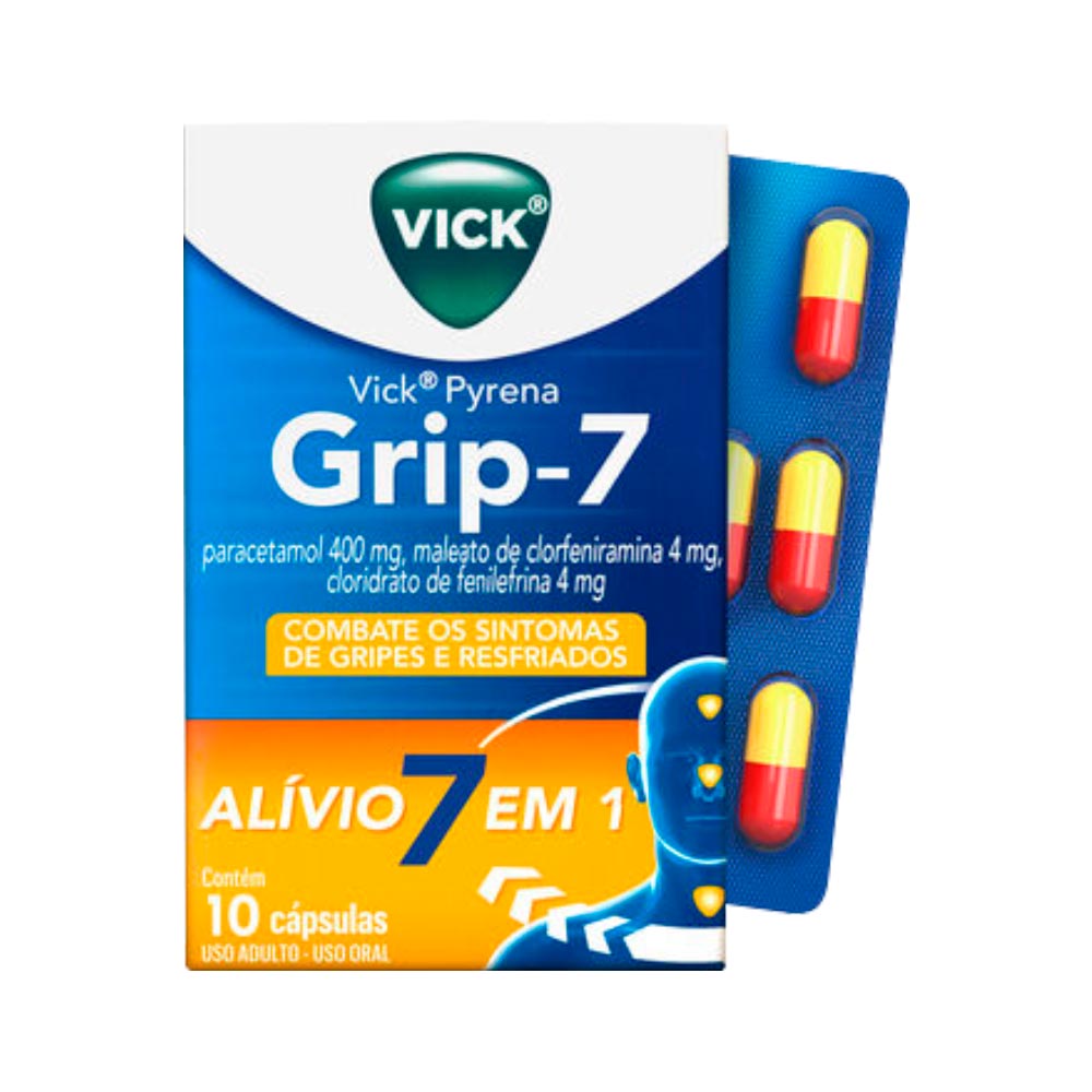 VICK PYRENA GRIP-7 GRIPE COM 10 CAPSULAS 400+4+4MG RESFRIADO - Preço ...