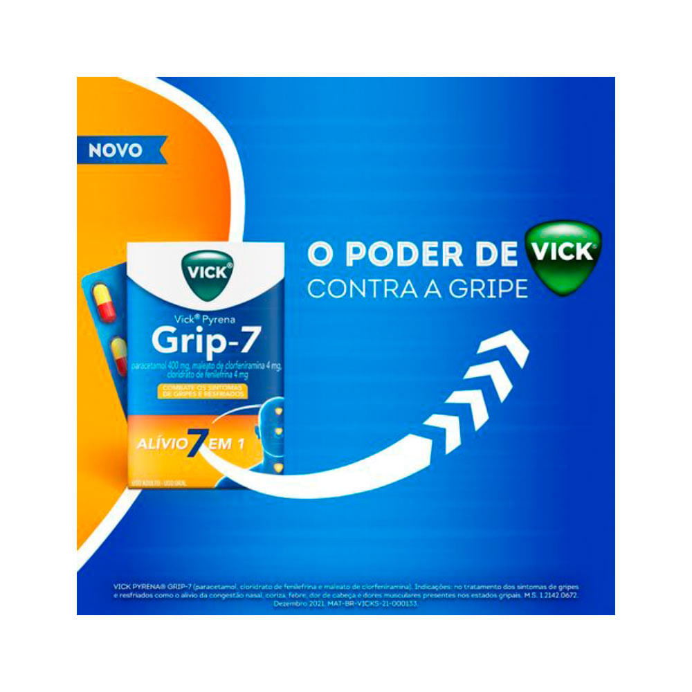 VICK PYRENA GRIP-7 GRIPE COM 20 CAPSULAS 400+4+4MG RESFRIADO - Preço ...