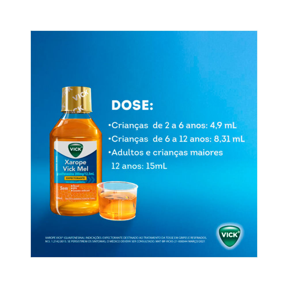 VICK 100ML GRIPE XAROPE MEL 200MG/12,5ML RESFRIADO - Preço Popular