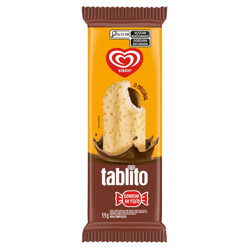 KIBON SORVETE 59 GRAMAS TABLITO BOMBOM NO PALITO - Preço Popular