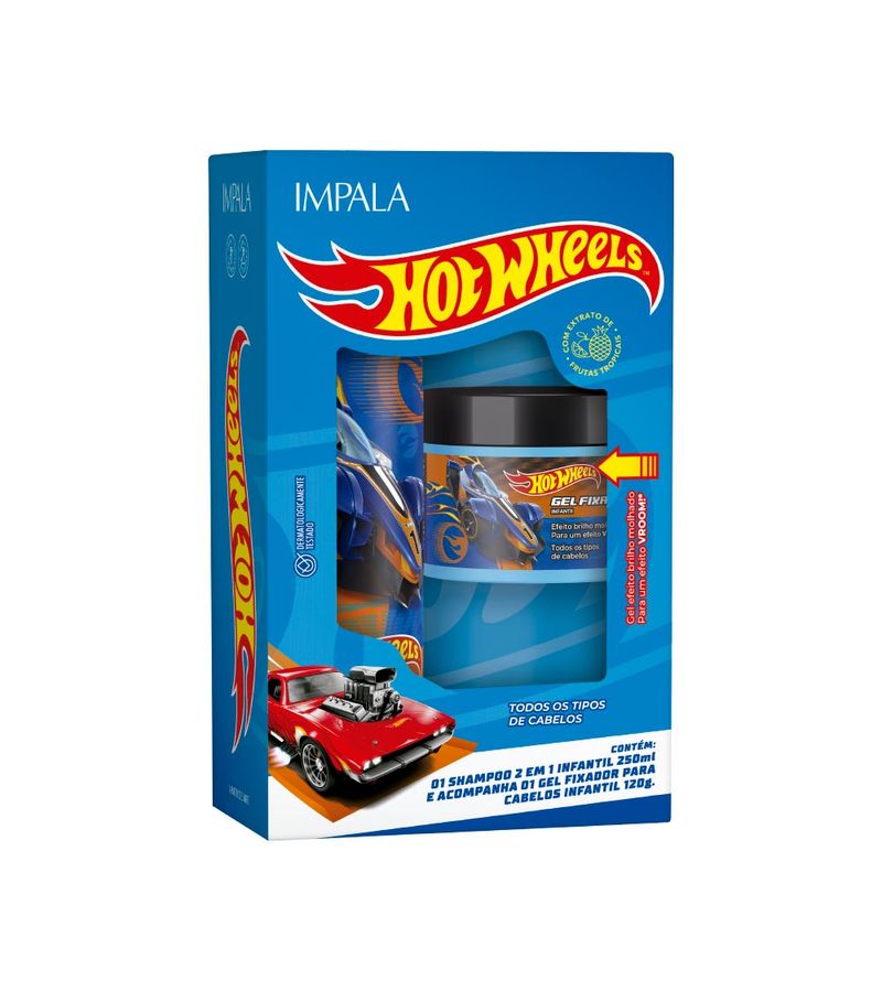 Shampoo+gel Impala Hot Wheels 250ml+120g Azul - Preço Popular