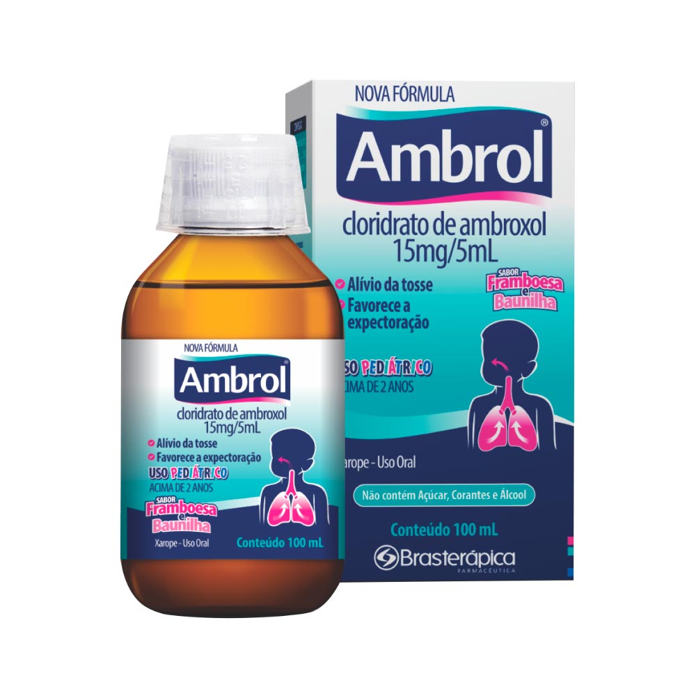 Ambrol 100ml Xarope Infantil 15mg/5ml Framboesa E Baunilha - Preço Popular