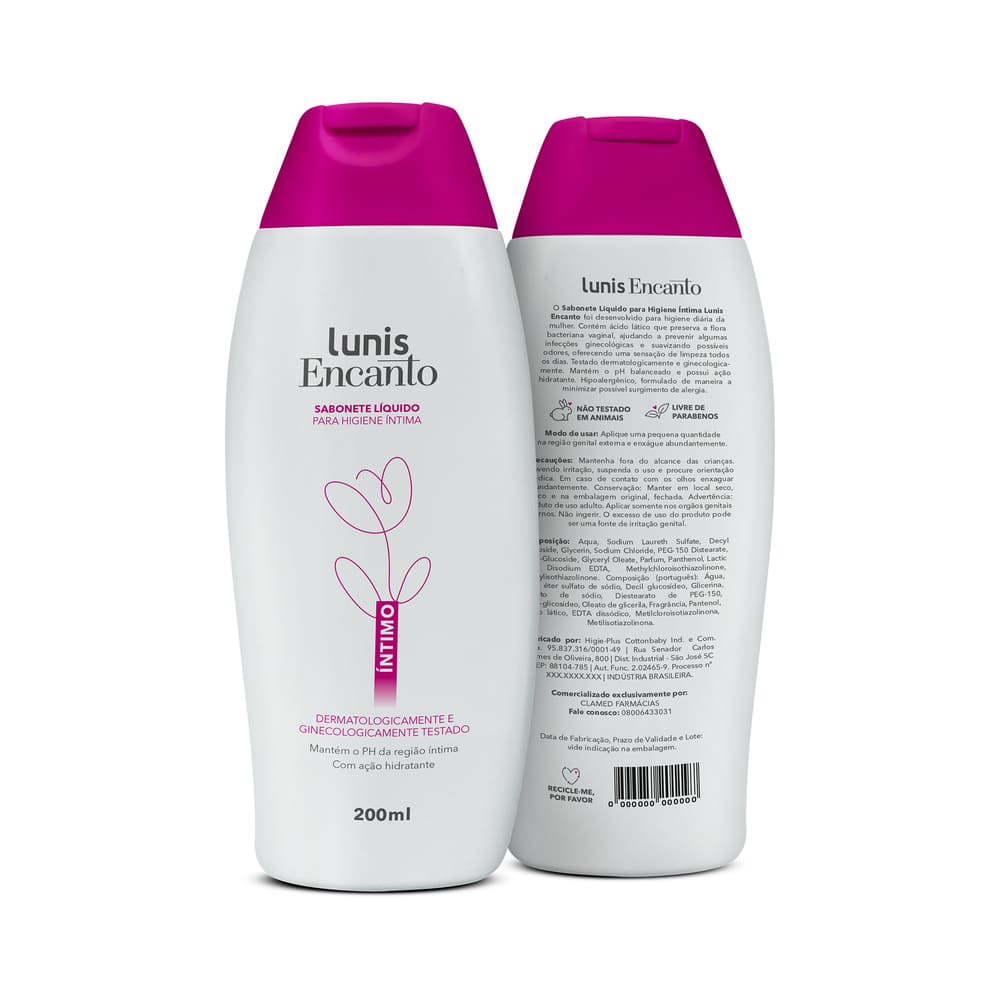 SABONETE LUNIS ENCANTO LIQUIDO INTIMO 200ML - Preço Popular