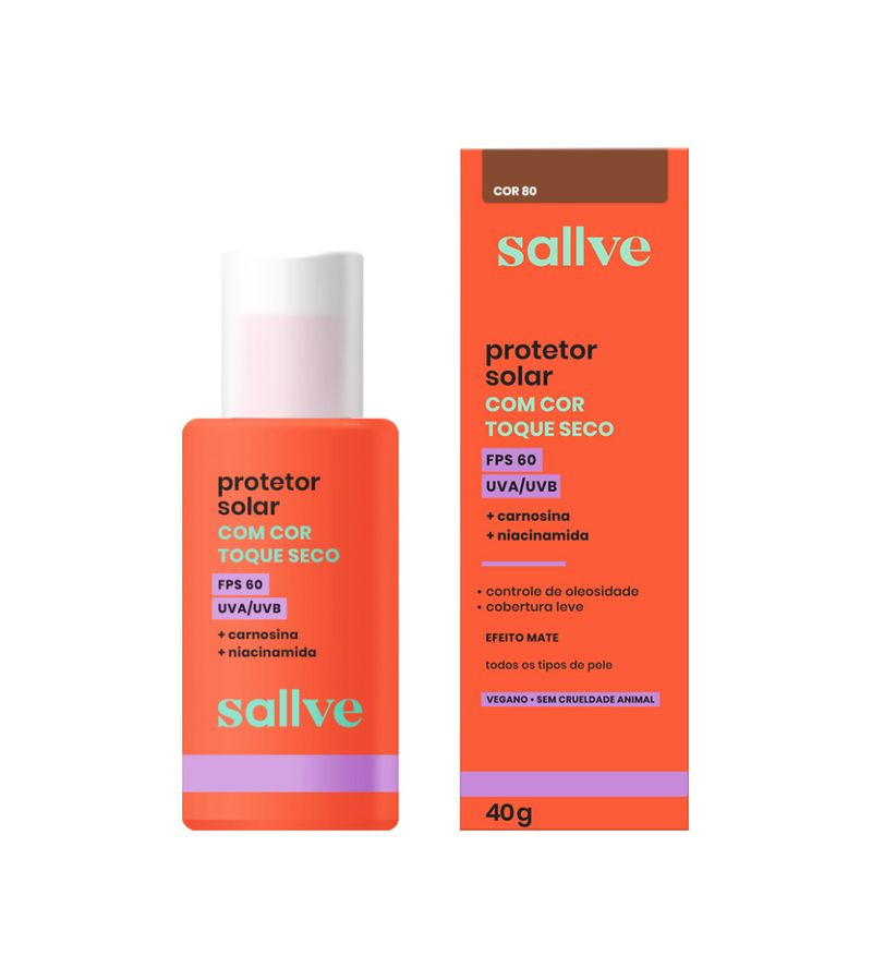 Protetor Solar Sallve 40gr Fps60 Cor 80 - Preço Popular