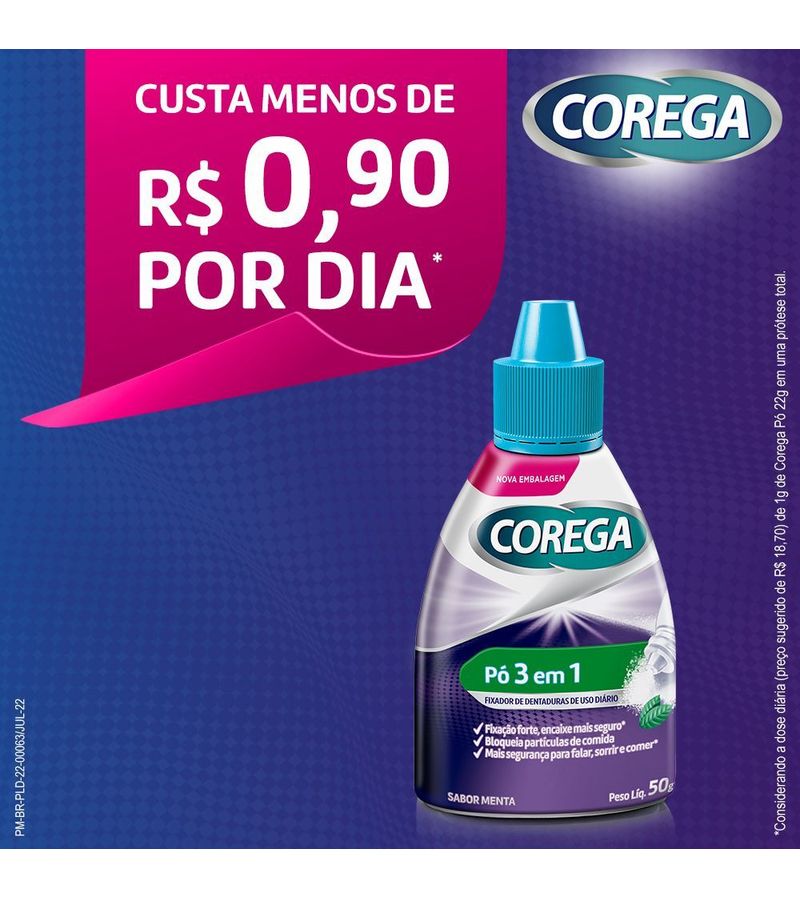 Corega Po Fixador De Dentadura, Forte Fixacao, Sabor Menta 50g - Preço ...