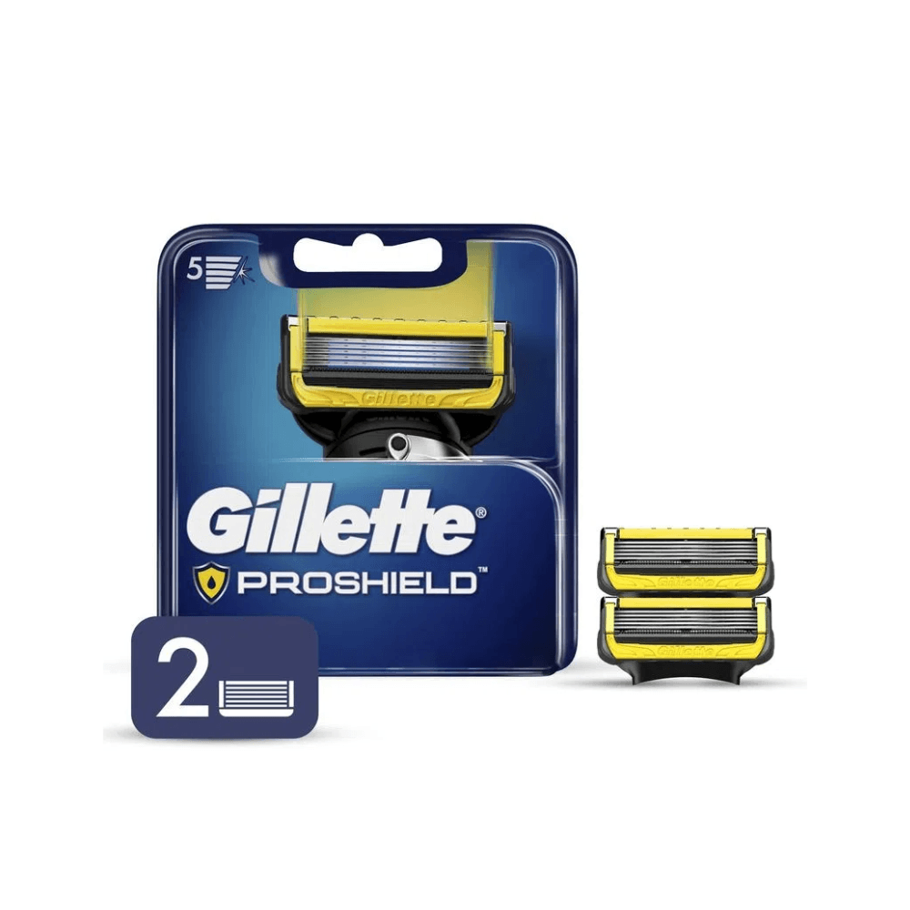 LAMINA GILLETTE FUSION PROSHIELD YELLOW COM 2 UNIDADES - Preço Popular