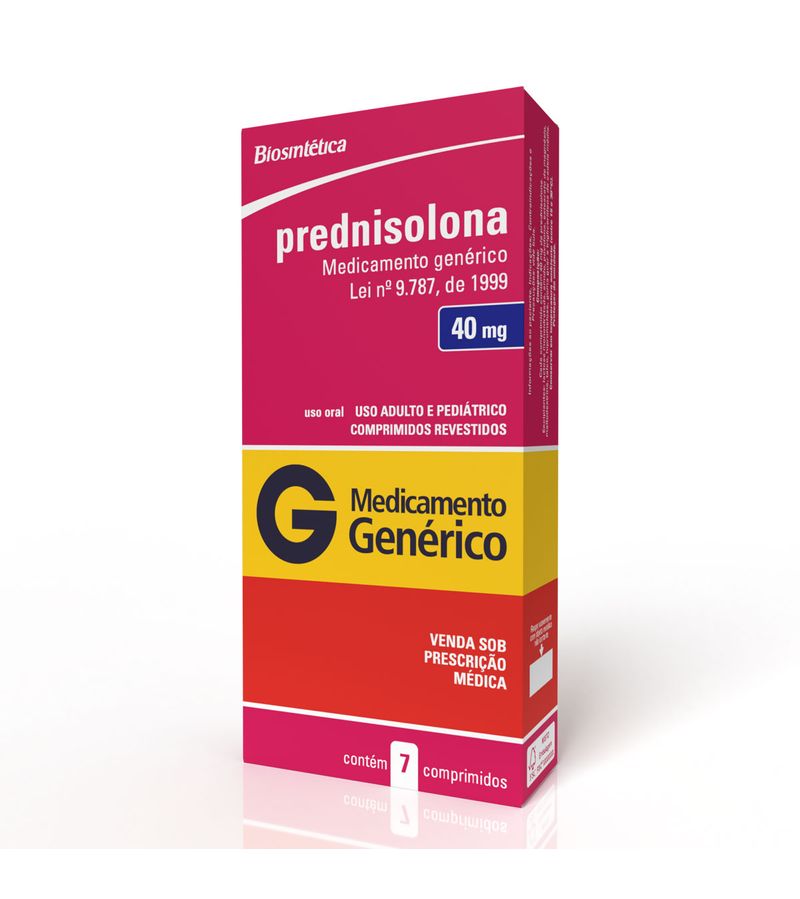 Prednisolona 40mg Com 7 Comprimidos Biosintetica Generico - Preço Popular