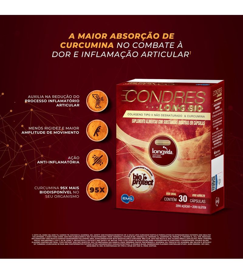 Colageno Tipo Ii E Curcumina Condres Longbio 30 Capsulas - Preço Popular