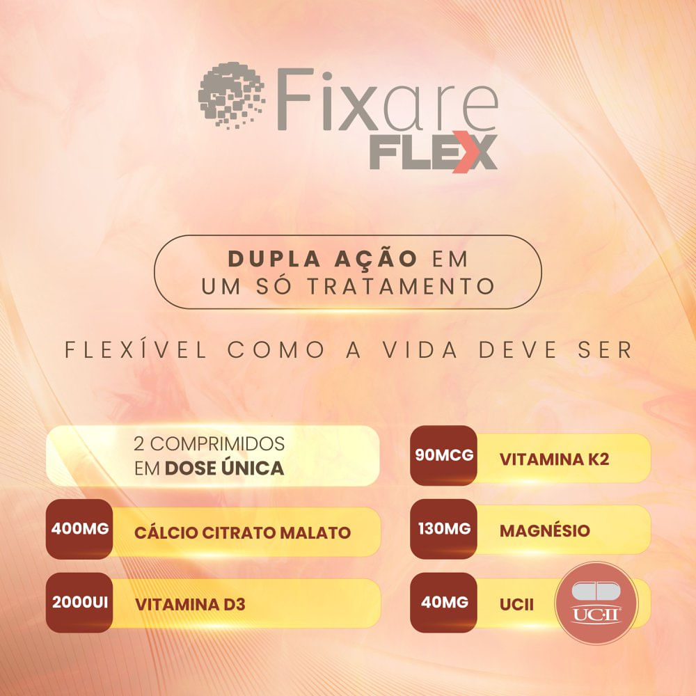 SUPLEMENTO ALIMENTAR FIXARE FLEX 60 COMPRIMIDOS - Preço Popular