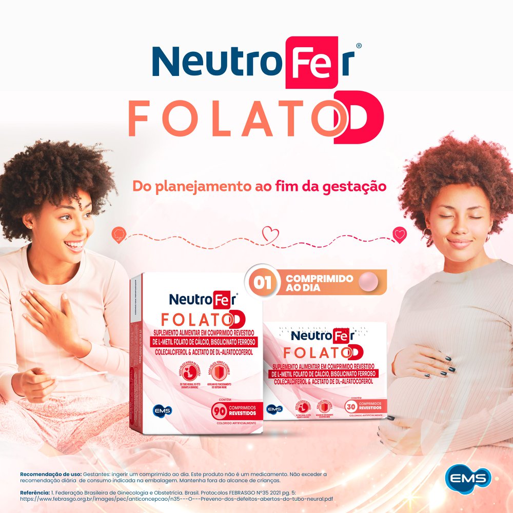 Neutrofer Folato D Com 90 Comprimidos Revestidos - Preço Popular