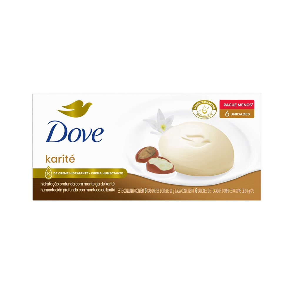 SABONETE DOVE BARRA COM 6 KARITE E BAUNILHA 90GR ESPECIAL - Preço Popular