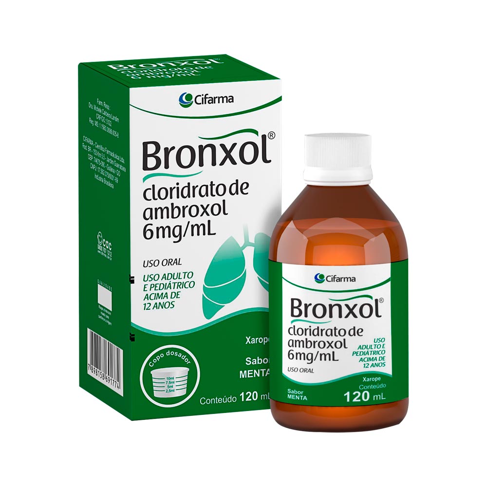 BRONXOL CLORIDRATO DE AMBROXOL 6MG/ML 120ML XAROPE ADULTO SABOR MENTA ...