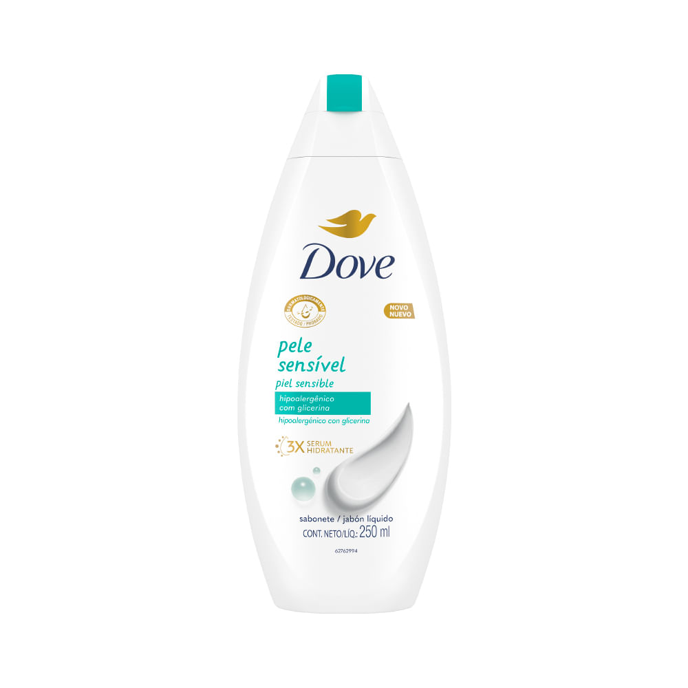 SABONETE DOVE LIQUIDO 250ML PELE SENSIVEL - Preço Popular