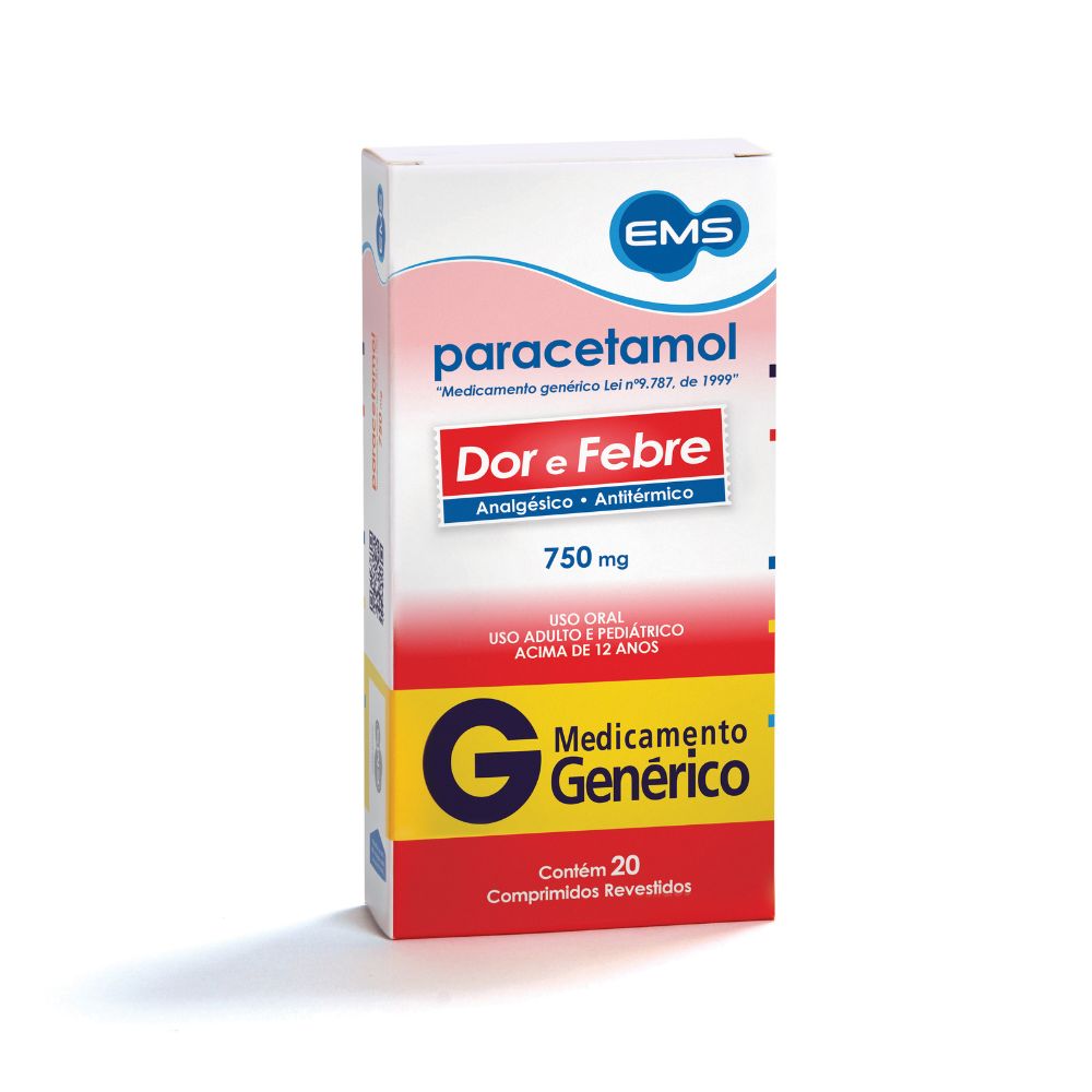 PARACETAMOL EMS 750MG COM 20 COMPRIMIDOS - Preço Popular