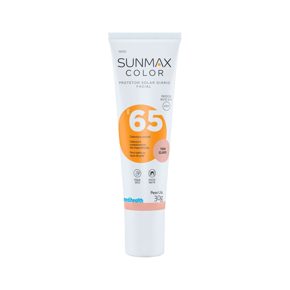 PROTETOR SOLAR DIARIO FACIAL FPS65 SUNMAX COLOR TOM CLARO 30G - Preço ...