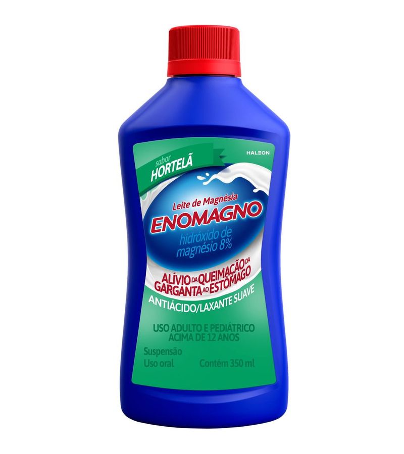 Leite De Magnesia Antiacido Enomagno Hortela 350ml - Preço Popular