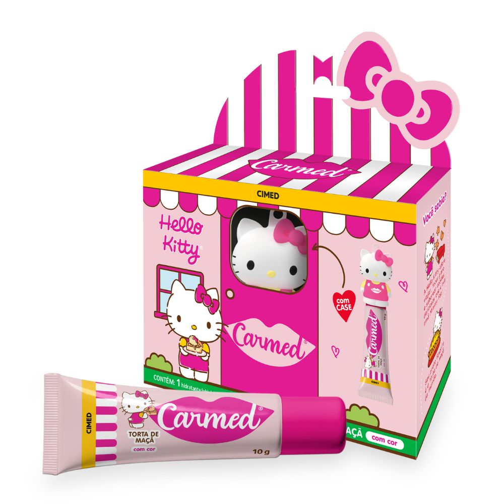 PROTETOR LABIAL HELLO KITTY CARMED TORTA DE MACA 10GR - Preço Popular