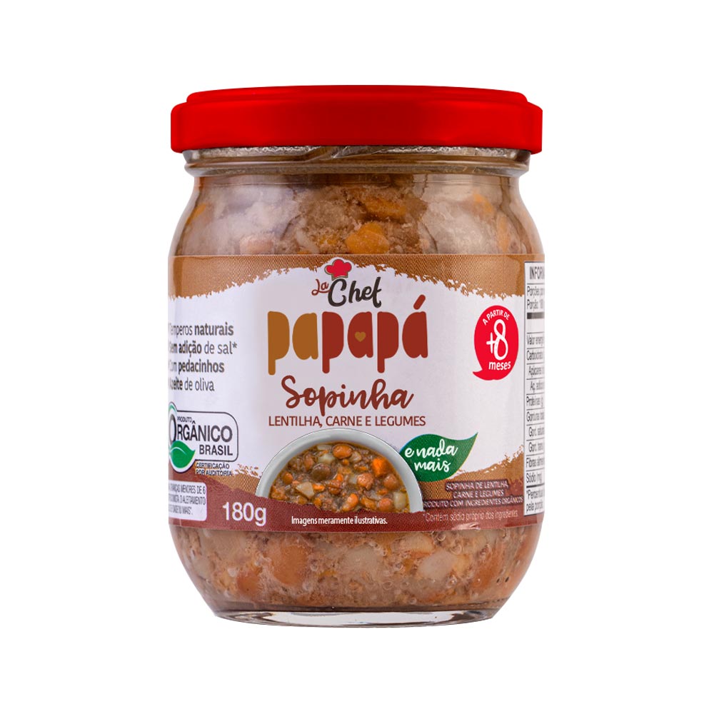SOPINHA PAPAPA LA CHEF LENTILHA, CARNE E LEGUMES 180GR - Preço Popular