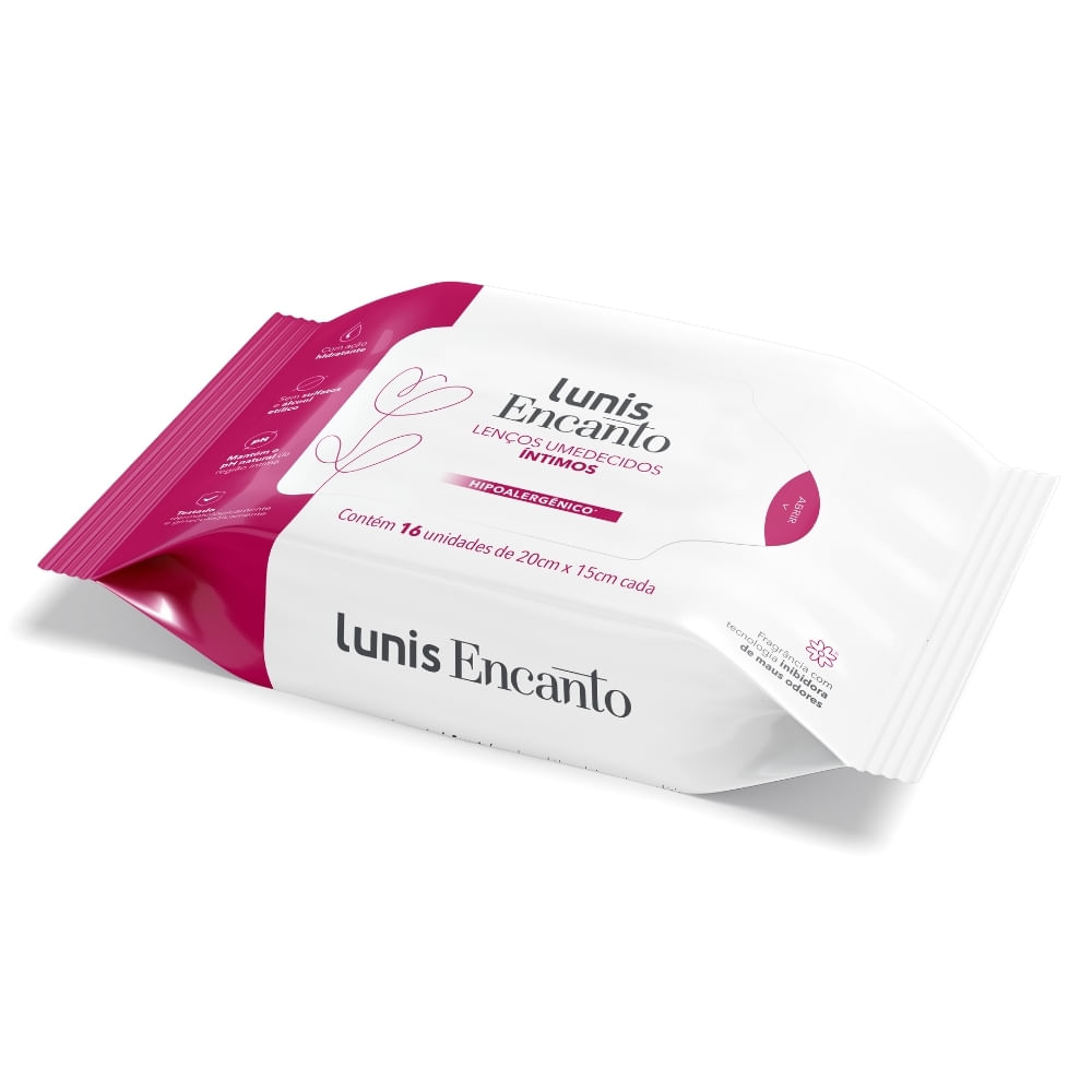 LENCO UMEDECIDO INTIMO LUNIS ENCANTO 16 UNIDADES - Preço Popular