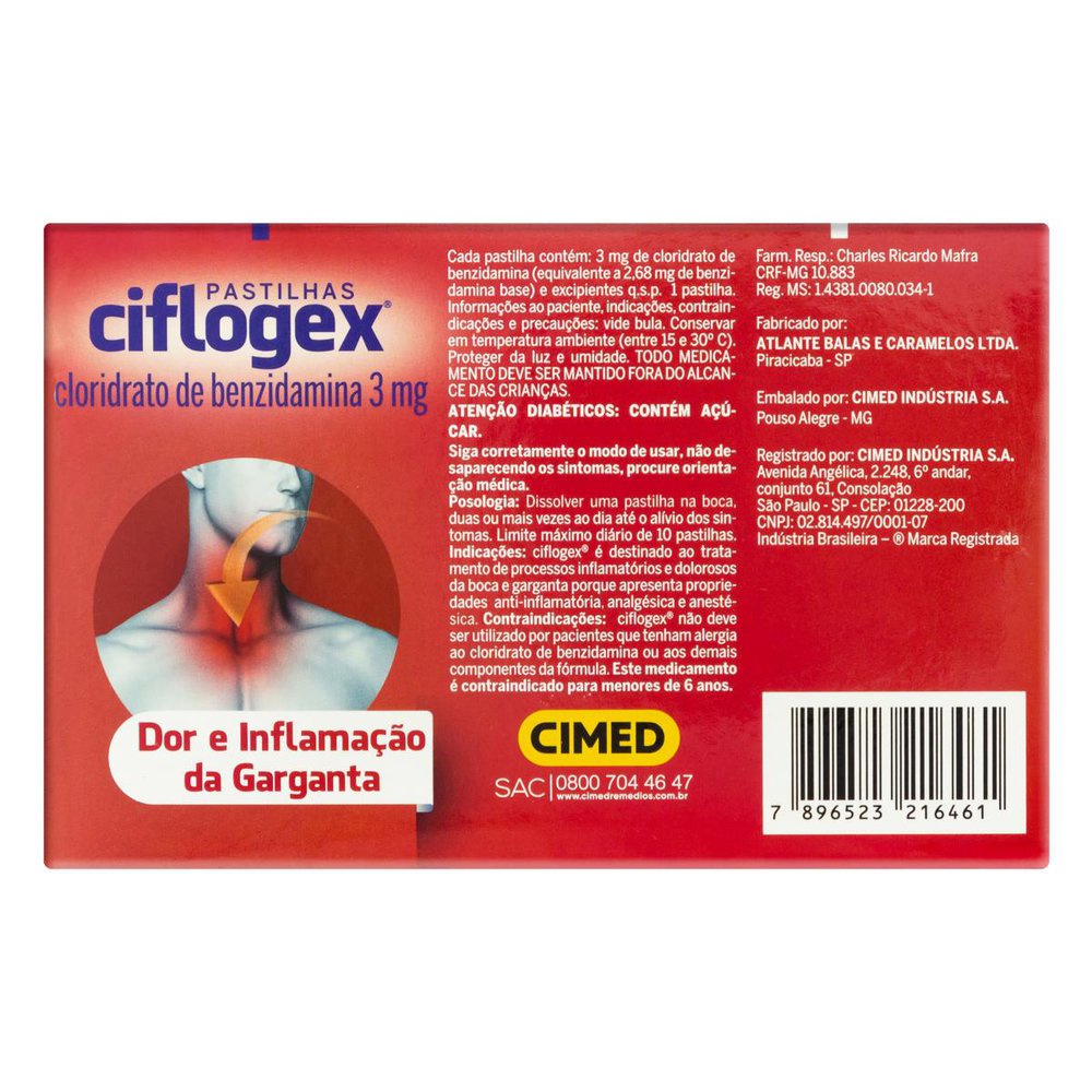 CIFLOGEX COM 12 PASTILHAS SABOR CEREJA - Preço Popular
