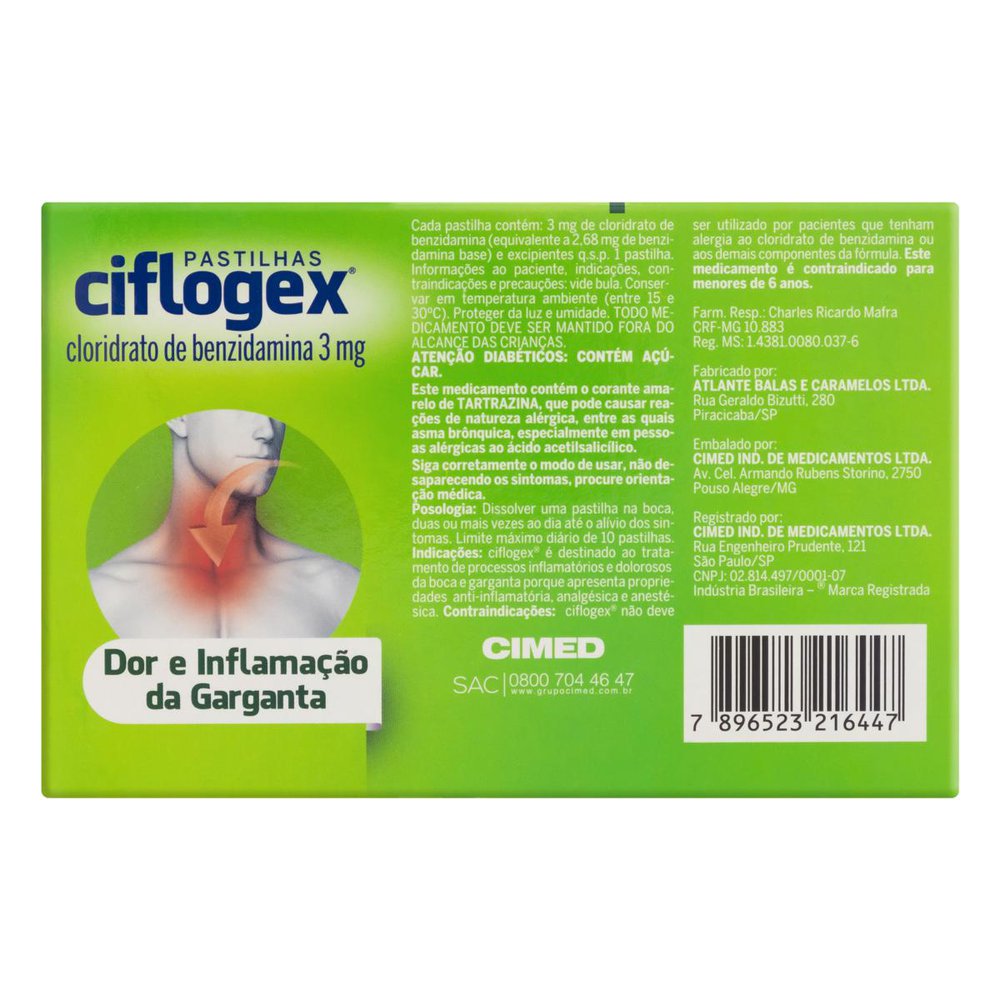 CIFLOGEX COM 12 PASTILHAS SABOR MENTA-LIMAO - Preço Popular