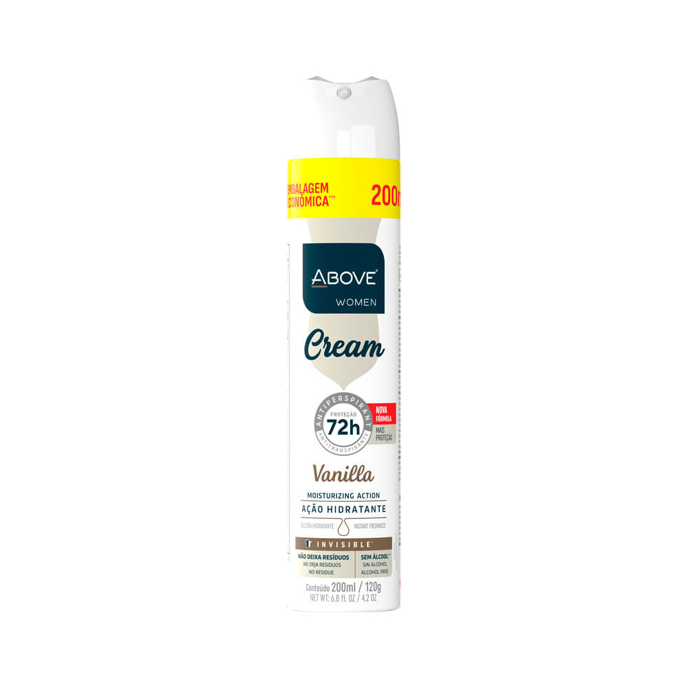 DESODORANTE ABOVE FEMININO CREAM 200ML AEROSOL VANILLA - Preço Popular