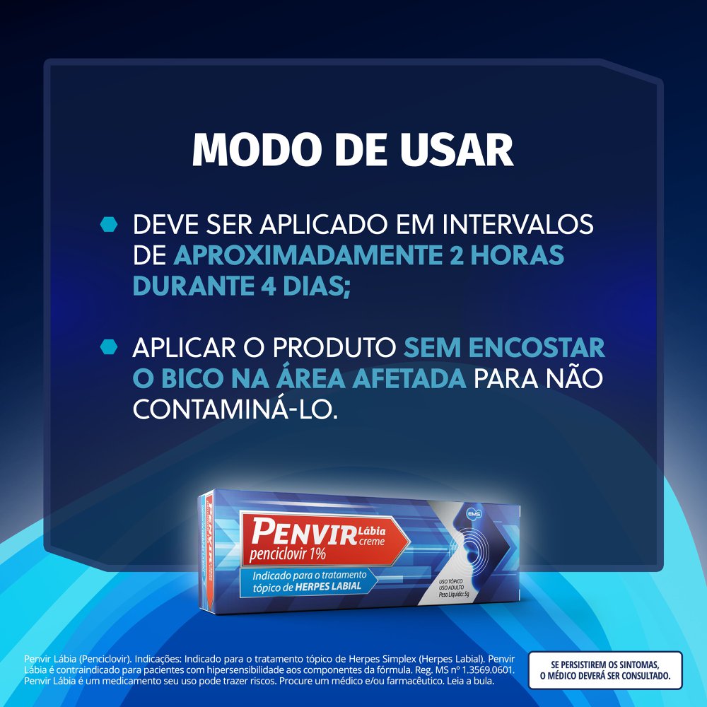 CREME PENVIR LÁBIA PENCICLOVIR 1% 5G - Preço Popular