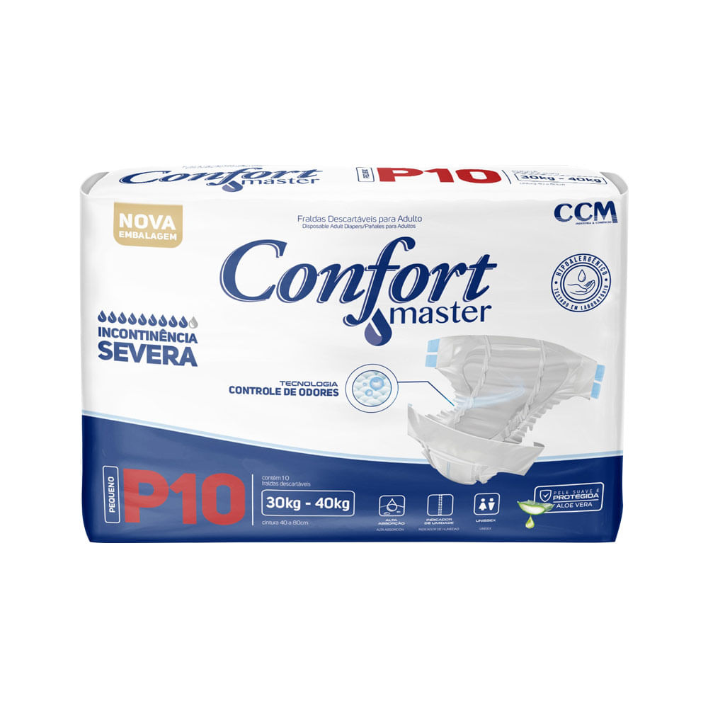 FRALDA GERIATRICA CONFORT MASTER P INCONTINENCIA SEVERA COM 10 UNIDADES ...