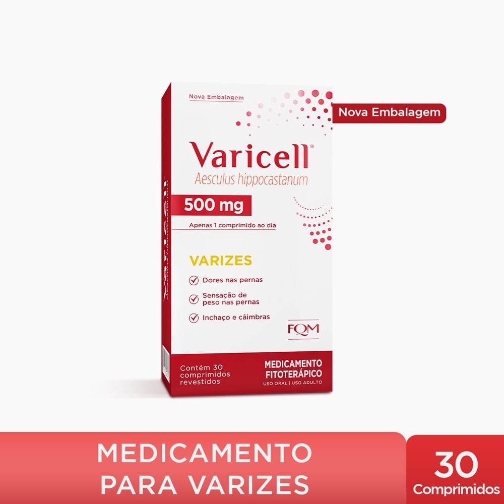VARICELL 500MG 30 COMPRIMIDOS - REMÉDIO PARA VARIZES E DORES NAS PERNAS ...