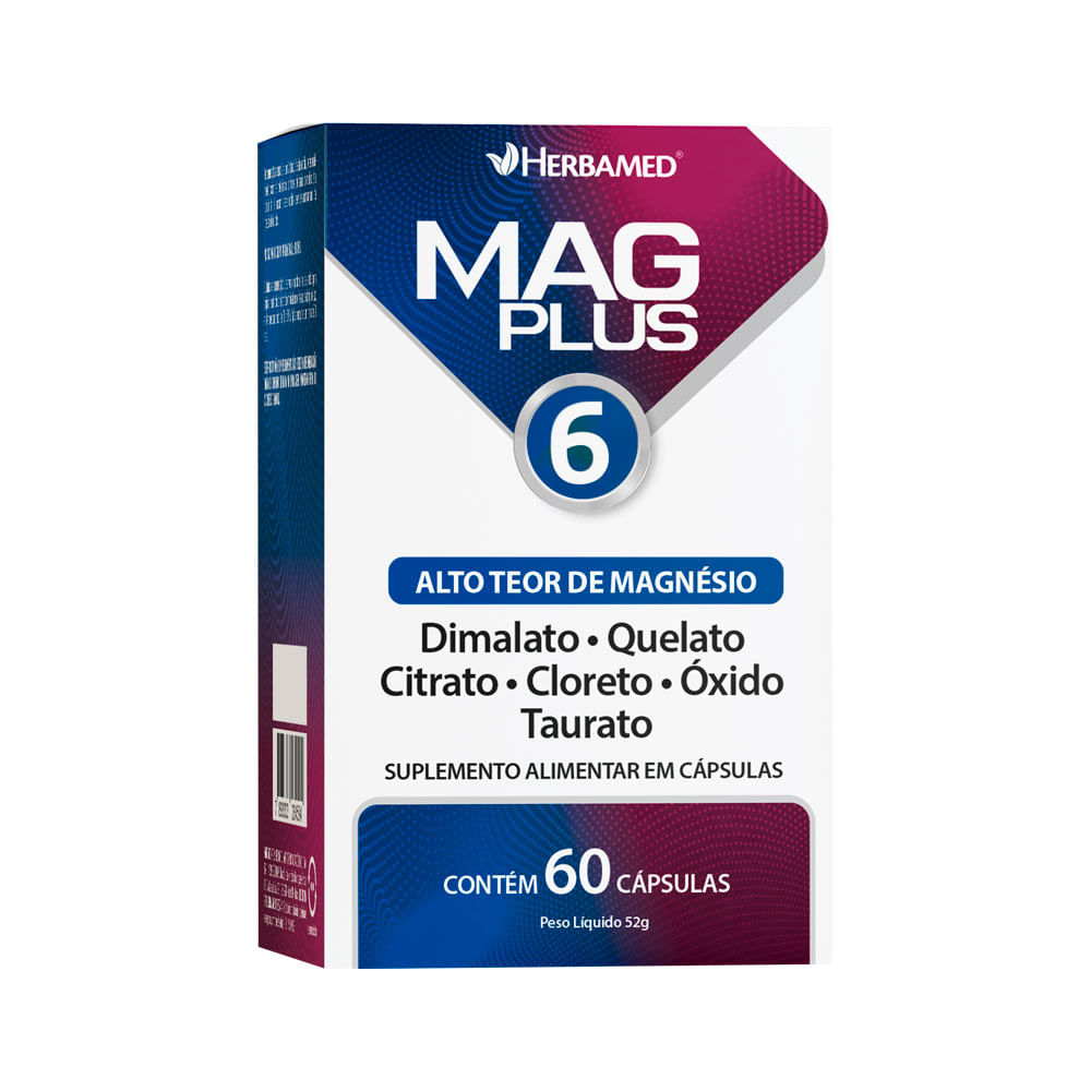 SUPLEMENTO ALIMENTAR MAGPLUS 6 COM 60 CAPSULAS HERBAMED - Preço Popular