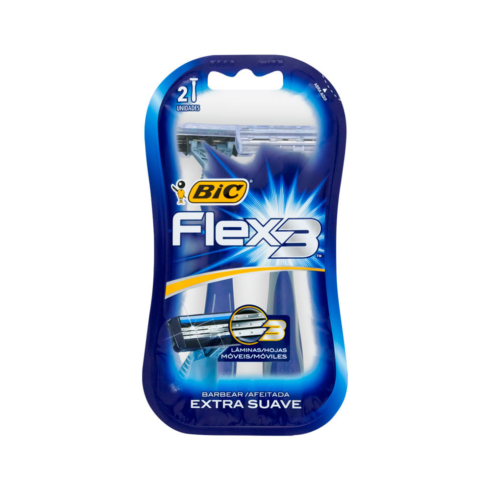 APARELHO DESCARTÁVEL PARA BARBEAR EXTRA SUAVE BIC FLEX 3 2 UNIDADES ...